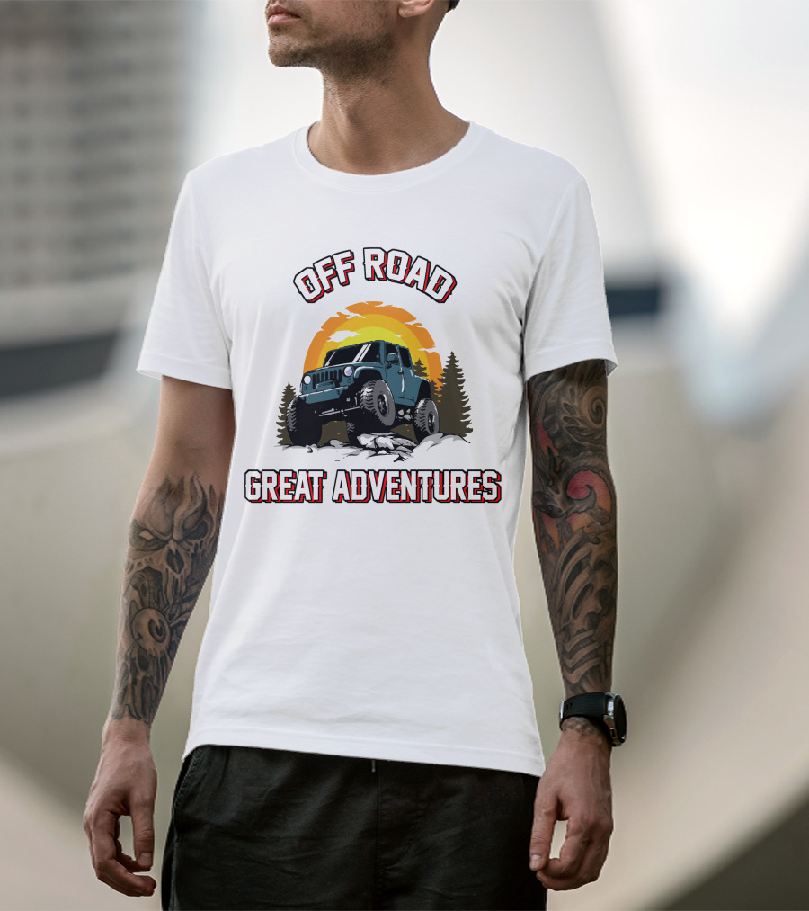 OFF ROAD GREAT ADVENTURES SUNSET JEEP ROCKS FOREST T-Shirt