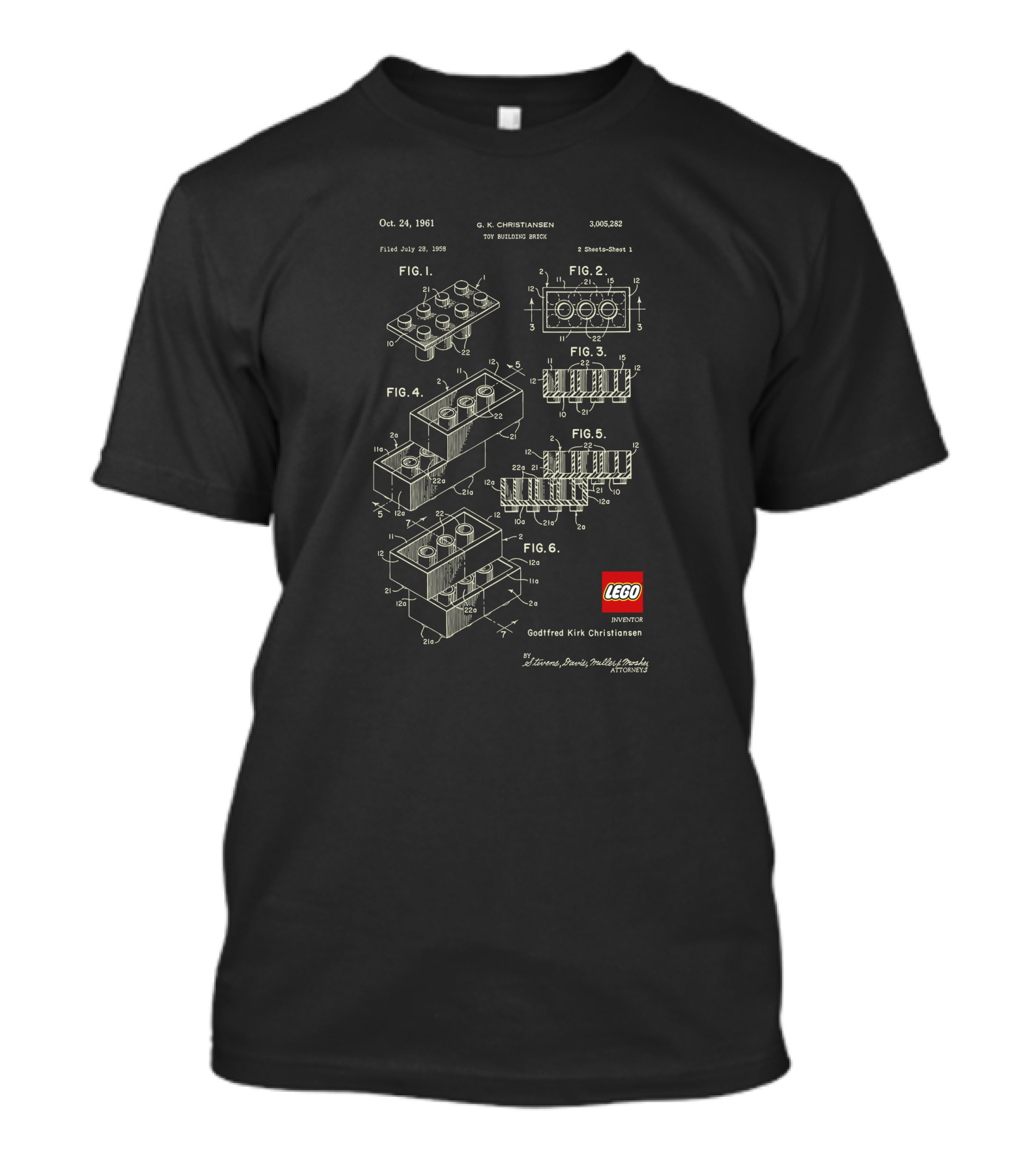 Oct 24 1961 Lego Brick Patent By Godtfred Kirk Christiansen T-Shirt