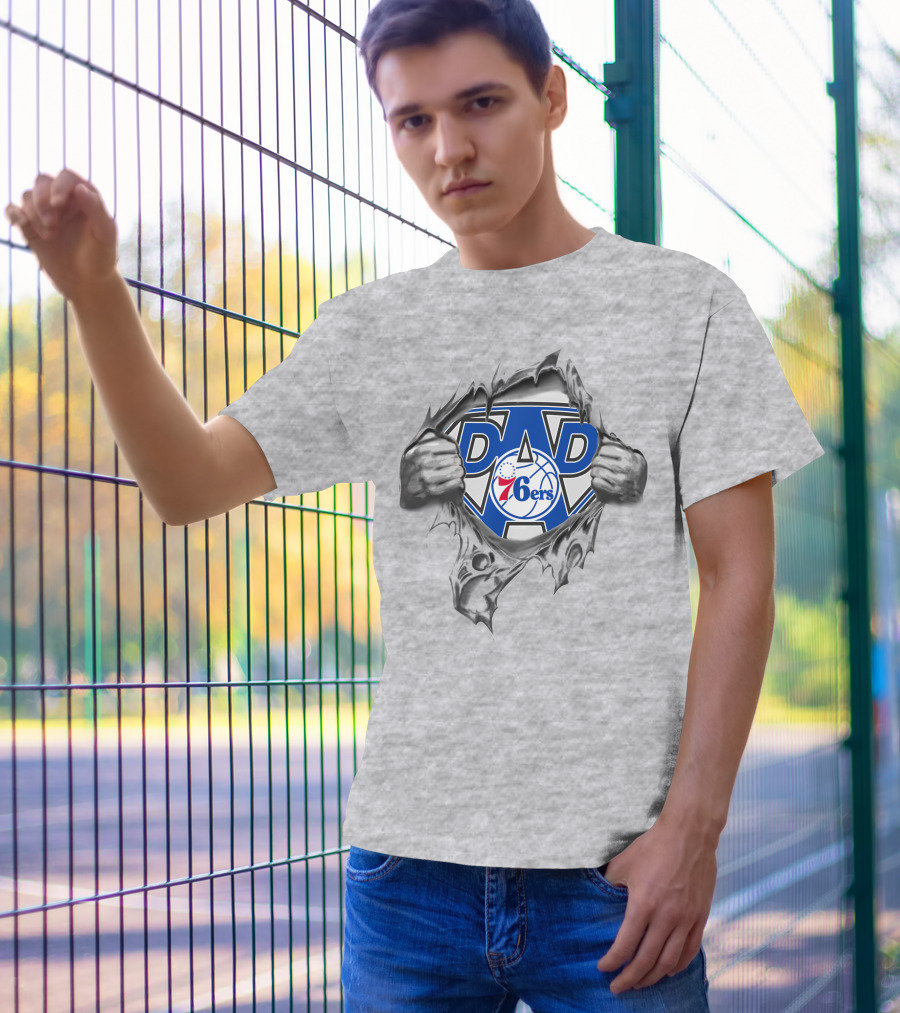 Philadelphia Super Dad 76ers Heroic Reveal T-Shirt