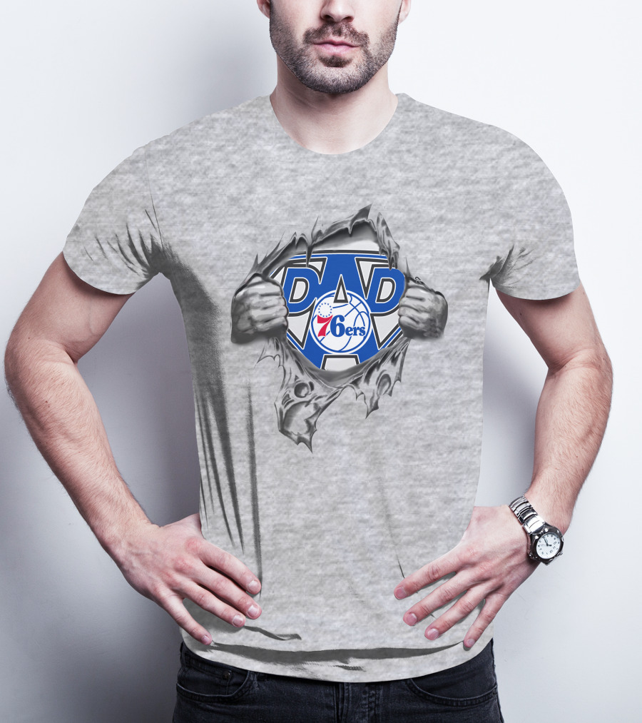 Philadelphia Super Dad 76ers Heroic Reveal T-Shirt