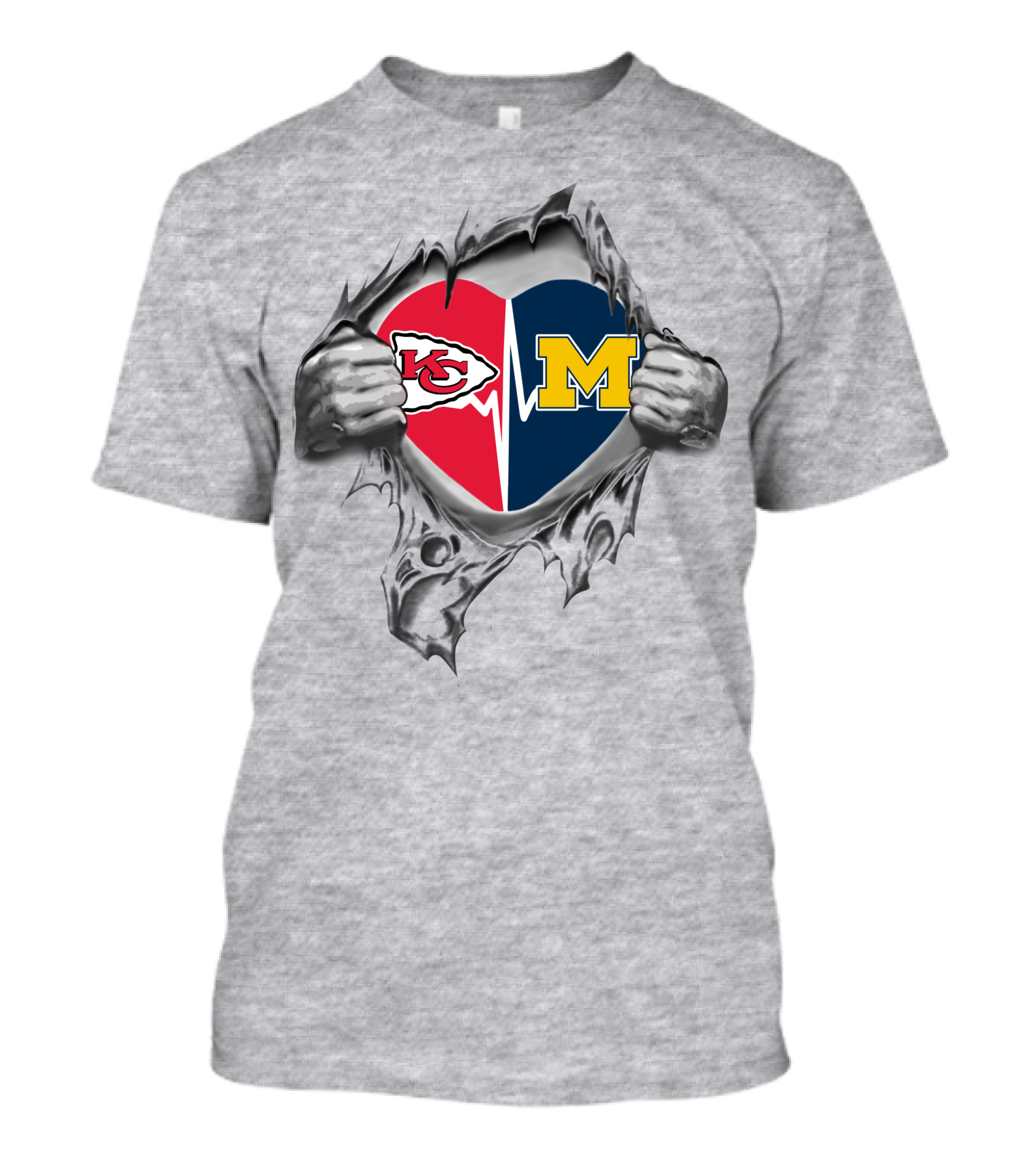 Michigan Wolverines And Kansas City Chiefs Heart T-Shirt