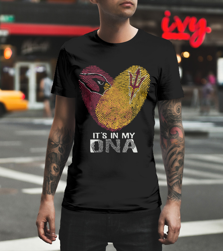 Arizona Cardinals Arizona State It's In My Dna Fingerprint Heart T-Shirt
