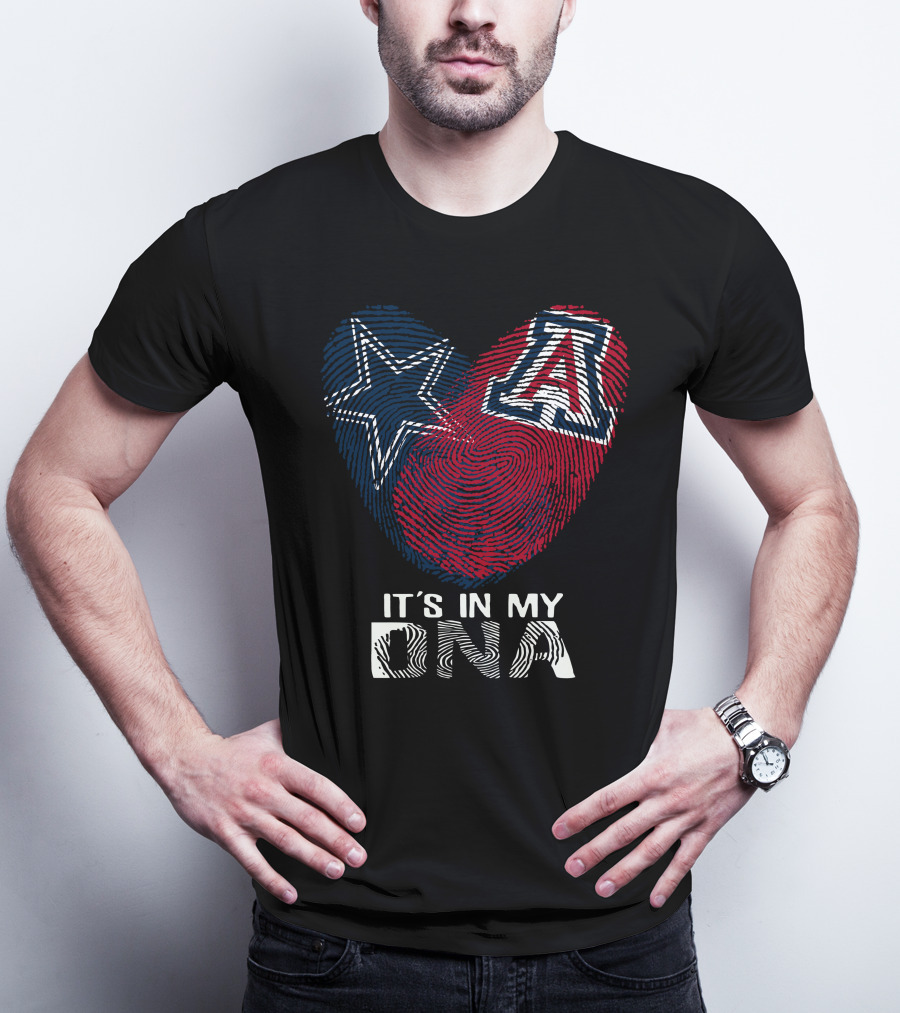 Cowboys Arizona Wildcats It's In My DNA Fingerprint Heart T-Shirt