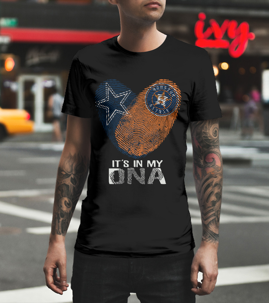 Cowboys Houston Astros Star Fingerprint It's In My DNA T-Shirt