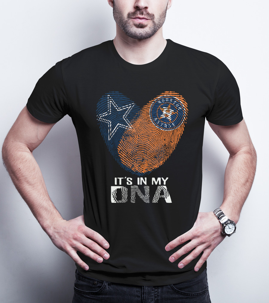 Cowboys Houston Astros Star Fingerprint It's In My DNA T-Shirt