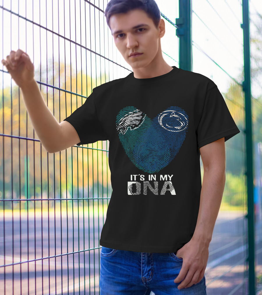 Philadelphia Eagles Penn State Fingerprint Heart It's In My DNA T-Shirt