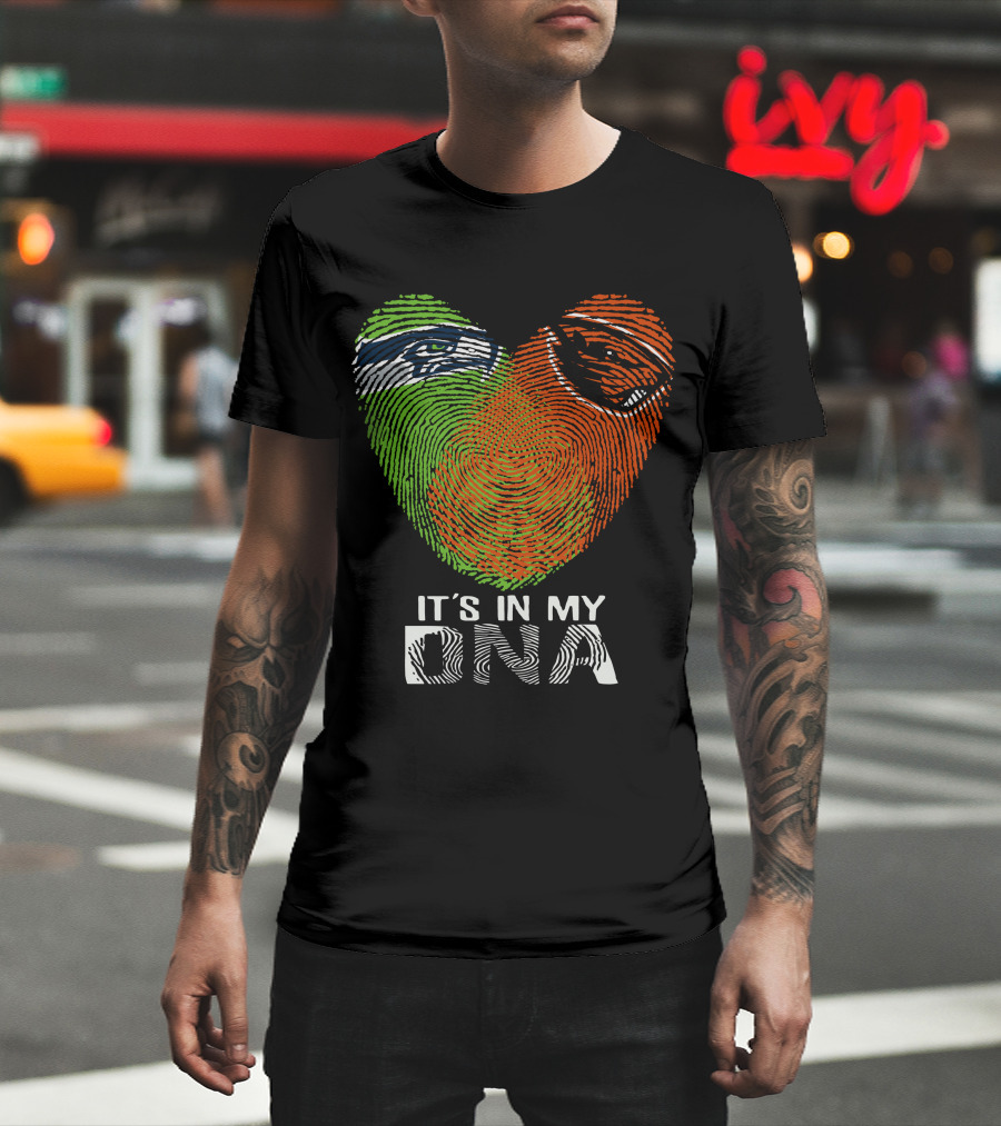 Seahawks Beavers It's In My DNA Heart Fingerprint T-Shirt