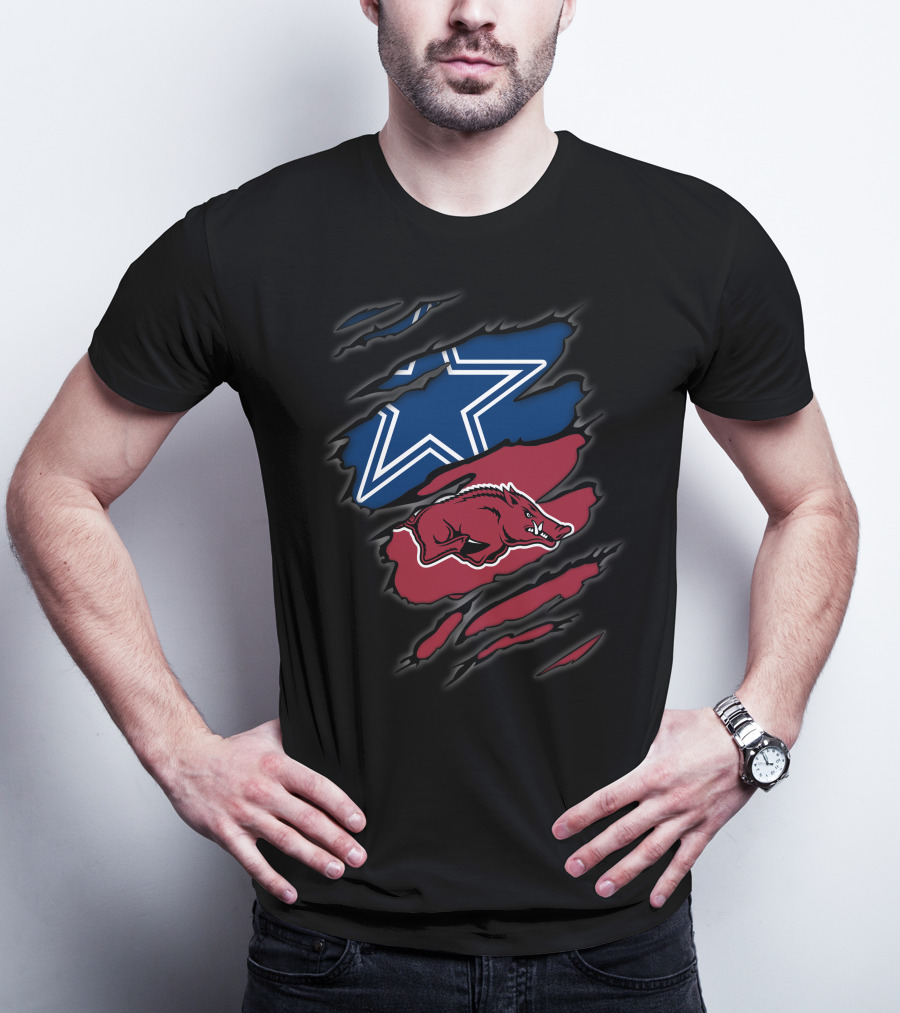 Dallas Cowboys And Arkansas Razorbacks Tear T-Shirt