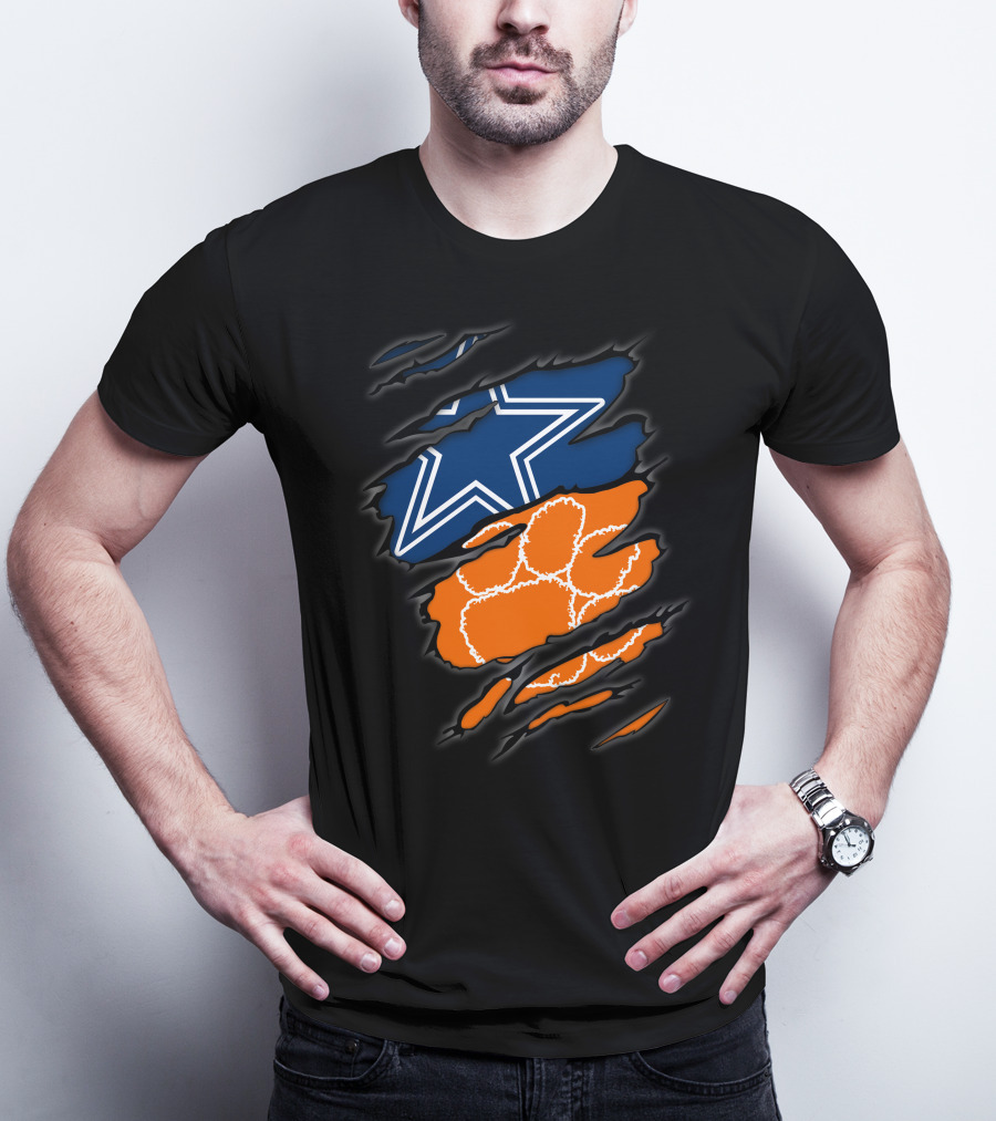Dallas Cowboys Clemson Tigers Paw Claw Marks T-Shirt