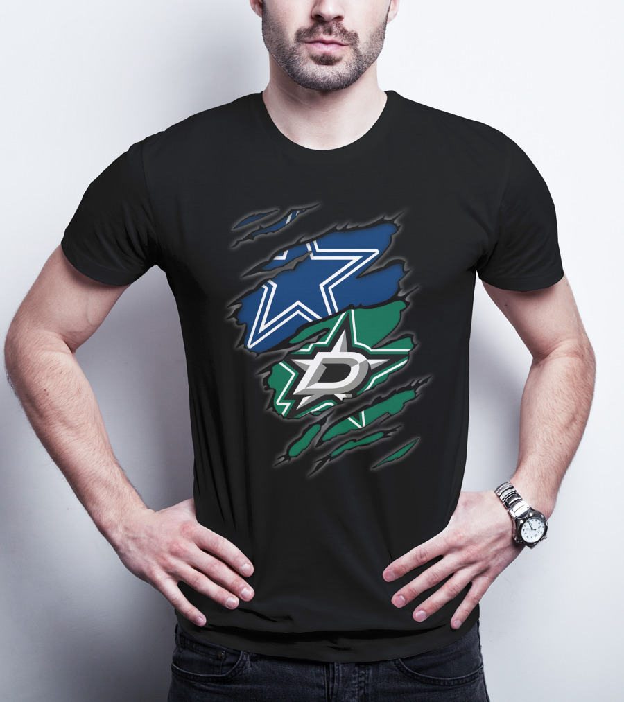 Dallas Cowboys Stars Dual Team Collaboration T-Shirt