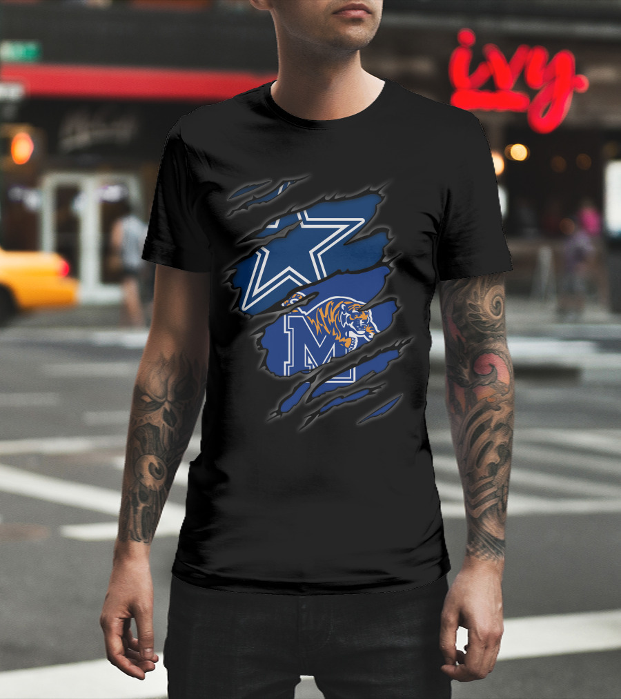 Dallas Cowboys Memphis Tigers Logo Mashup T-Shirt