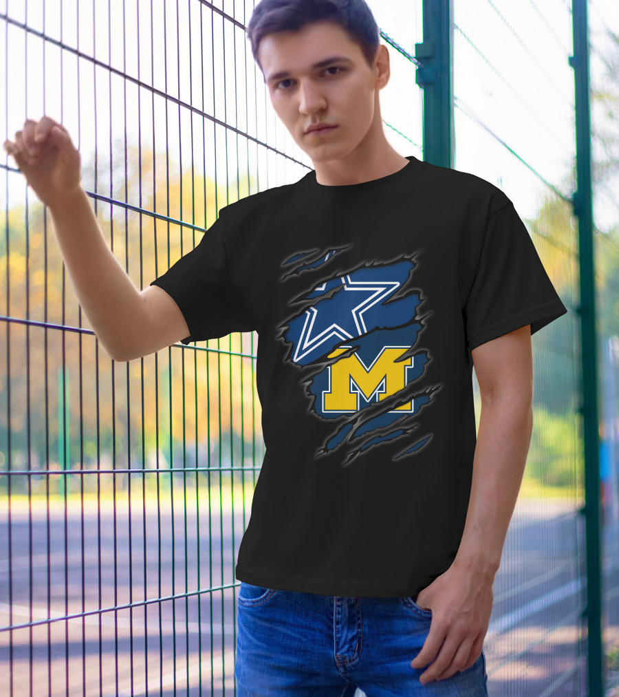 Cowboys Dallas Star Michigan Wolverines M Logo Combo T-Shirt