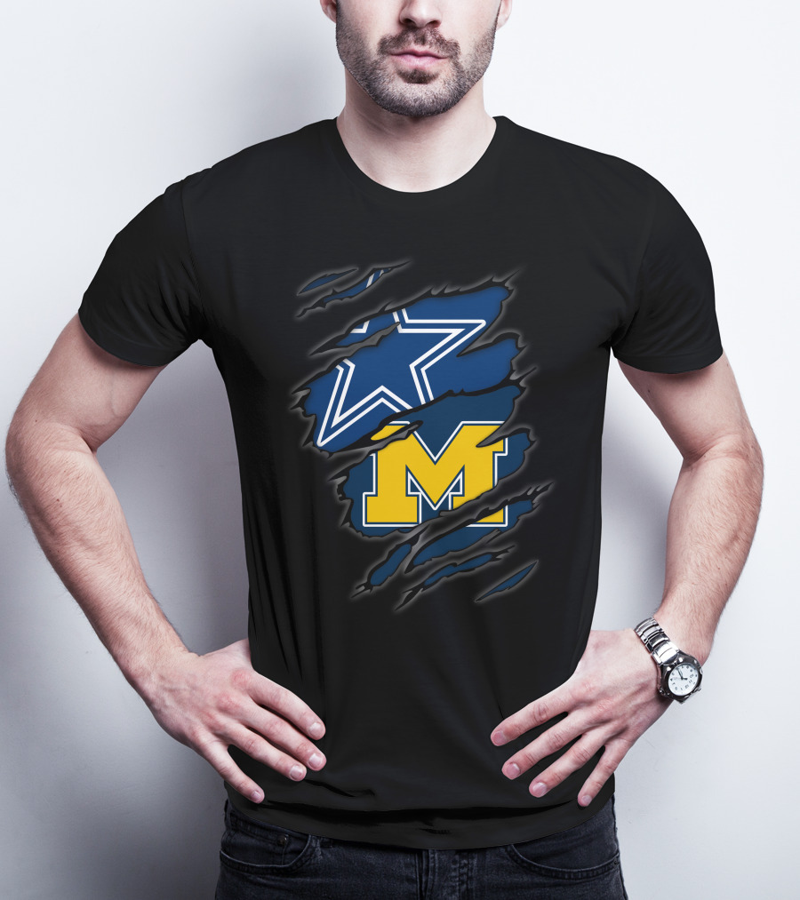 Cowboys Dallas Star Michigan Wolverines M Logo Combo T-Shirt