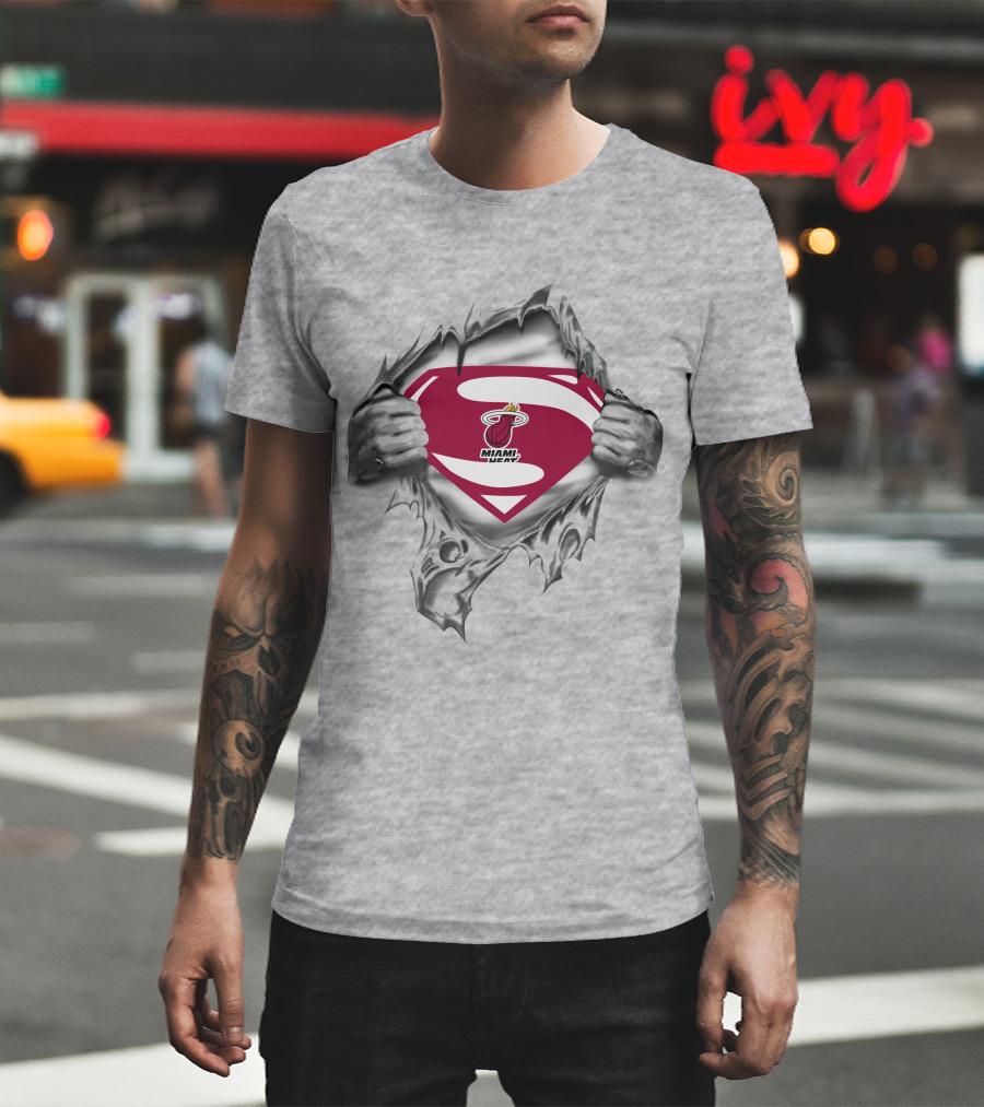 Superman Miami Heat Logo Hero Villain T-Shirt