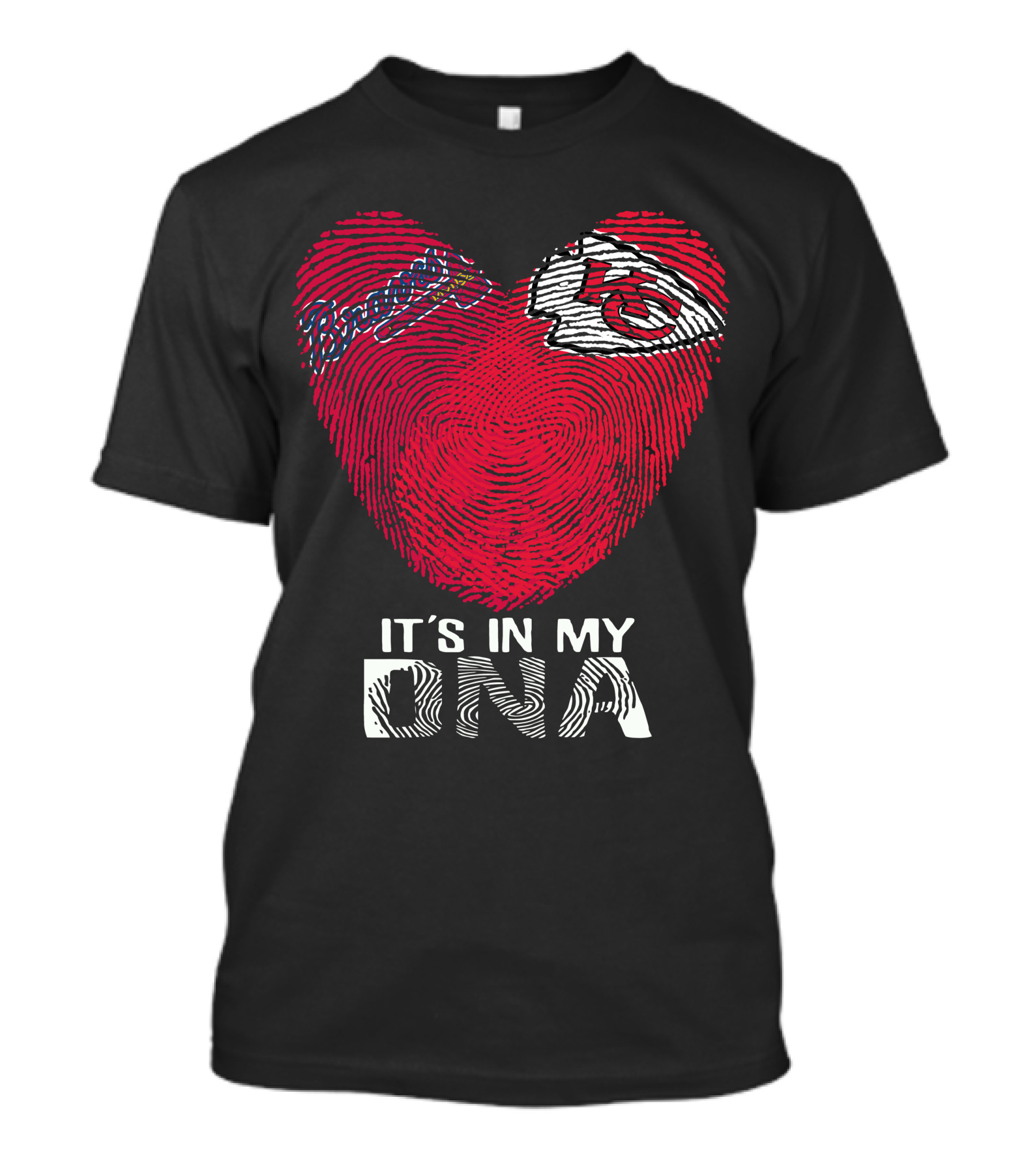 Atlanta Braves Chiefs Fingerprint Heart It's In My Dna T-Shirt