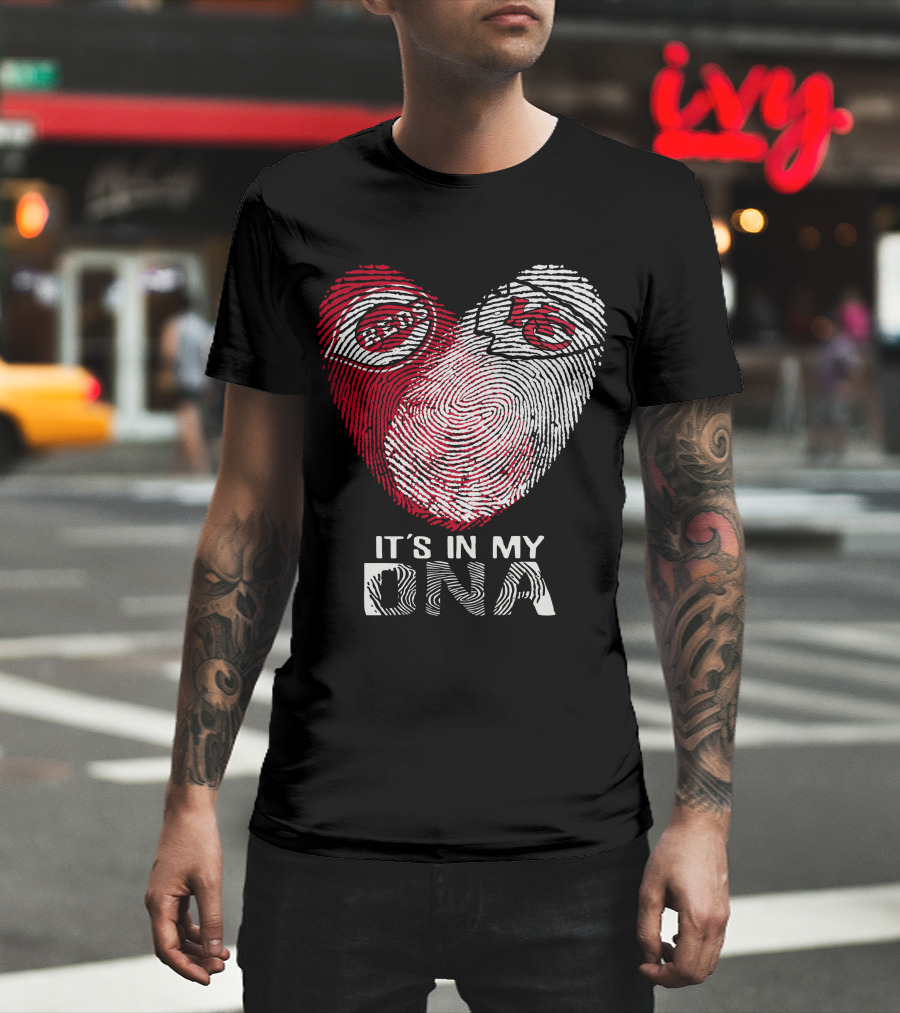 Cincinnati Reds Chiefs It's In My DNA Fingerprint Heart T-Shirt