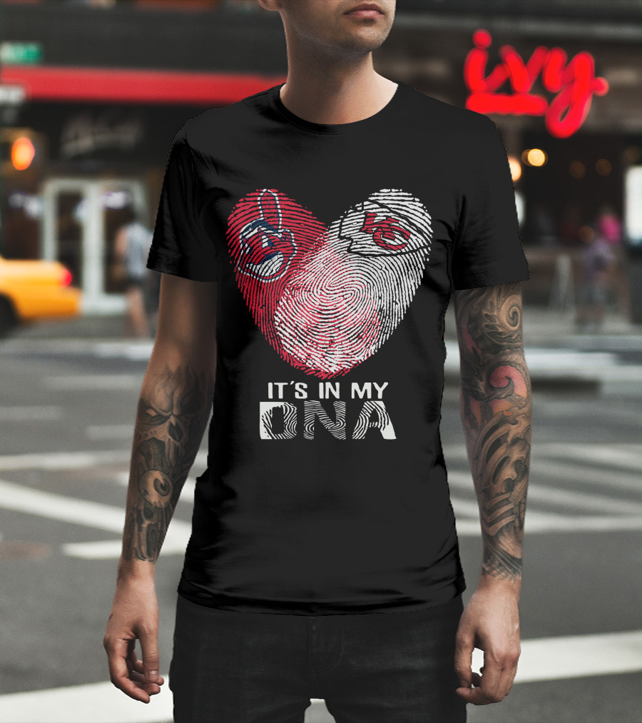 It's In My DNA Cleveland Indians Chiefs Fingerprint Heart T-Shirt