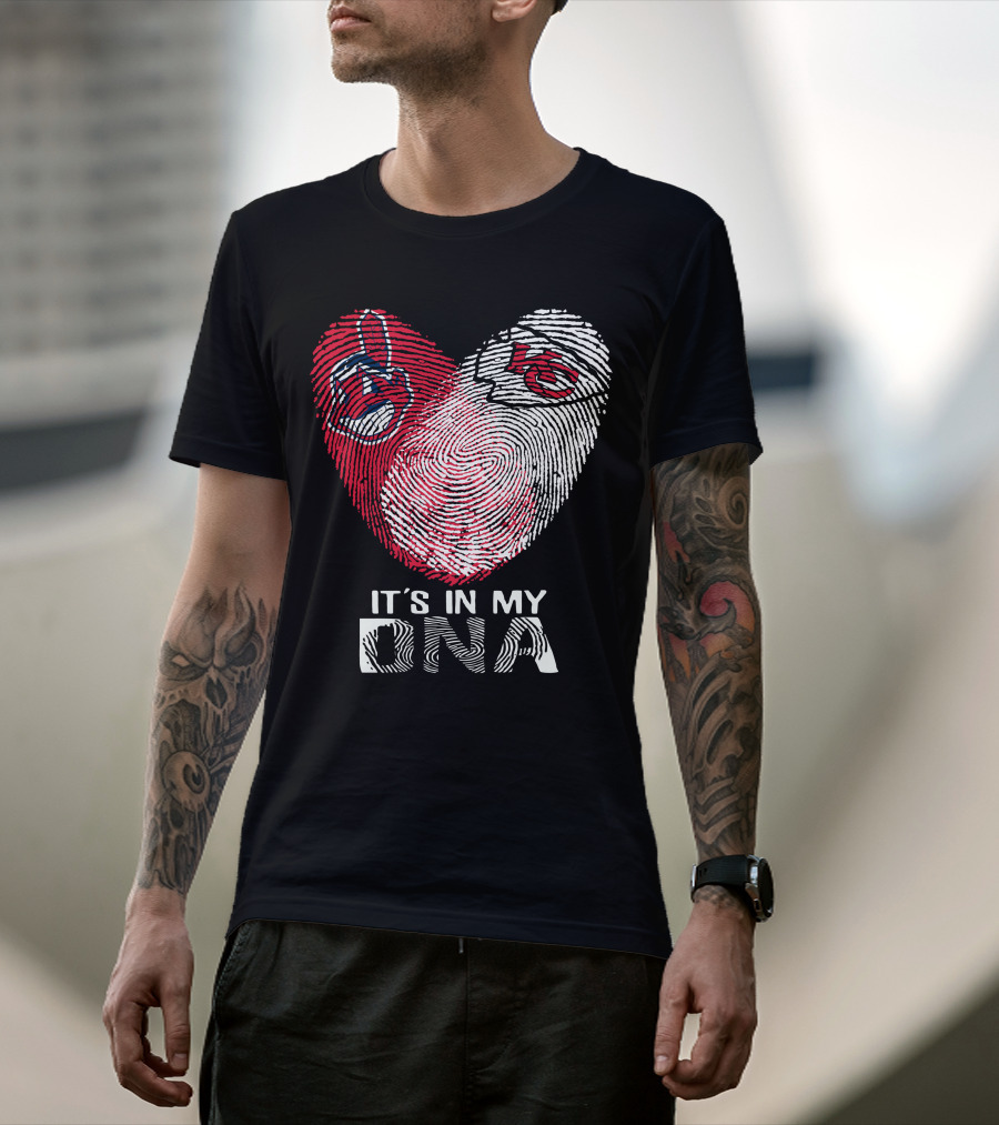 It's In My DNA Cleveland Indians Chiefs Fingerprint Heart T-Shirt