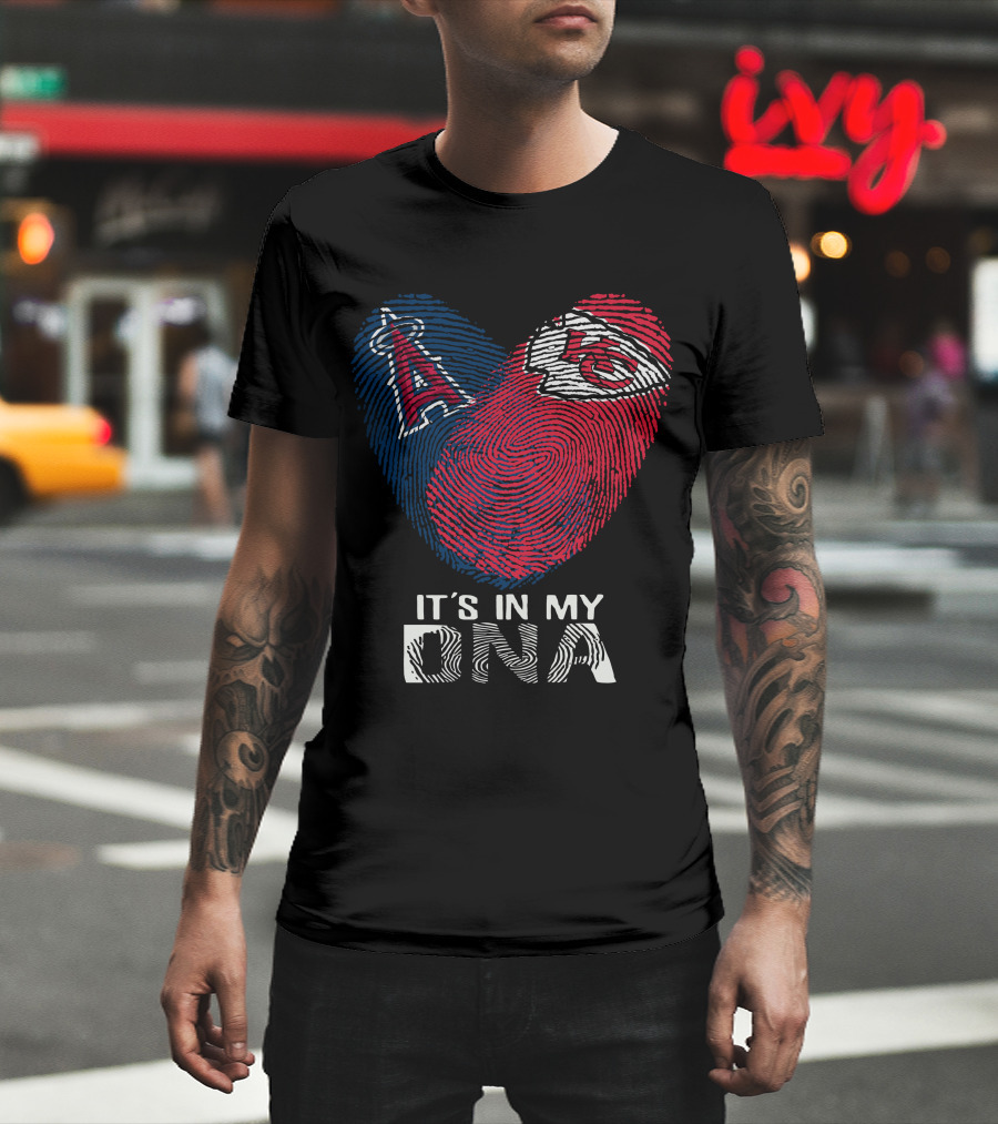 Los Angeles Angels Chiefs It's In My DNA Fingerprint Heart T-Shirt
