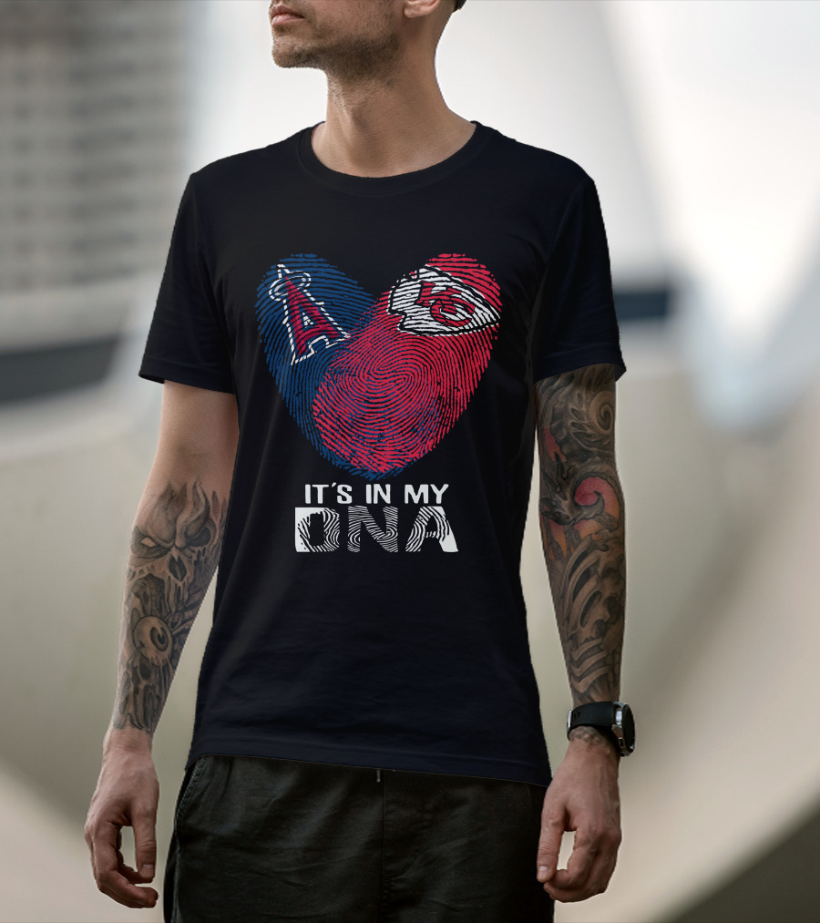 Los Angeles Angels Chiefs It's In My DNA Fingerprint Heart T-Shirt