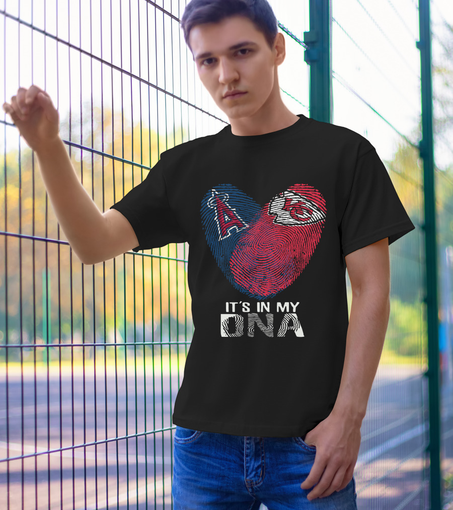 Los Angeles Angels Chiefs It's In My DNA Fingerprint Heart T-Shirt