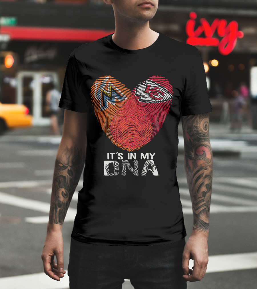 Miami Marlins Kansas City Chiefs It's In My DNA T-Shirt