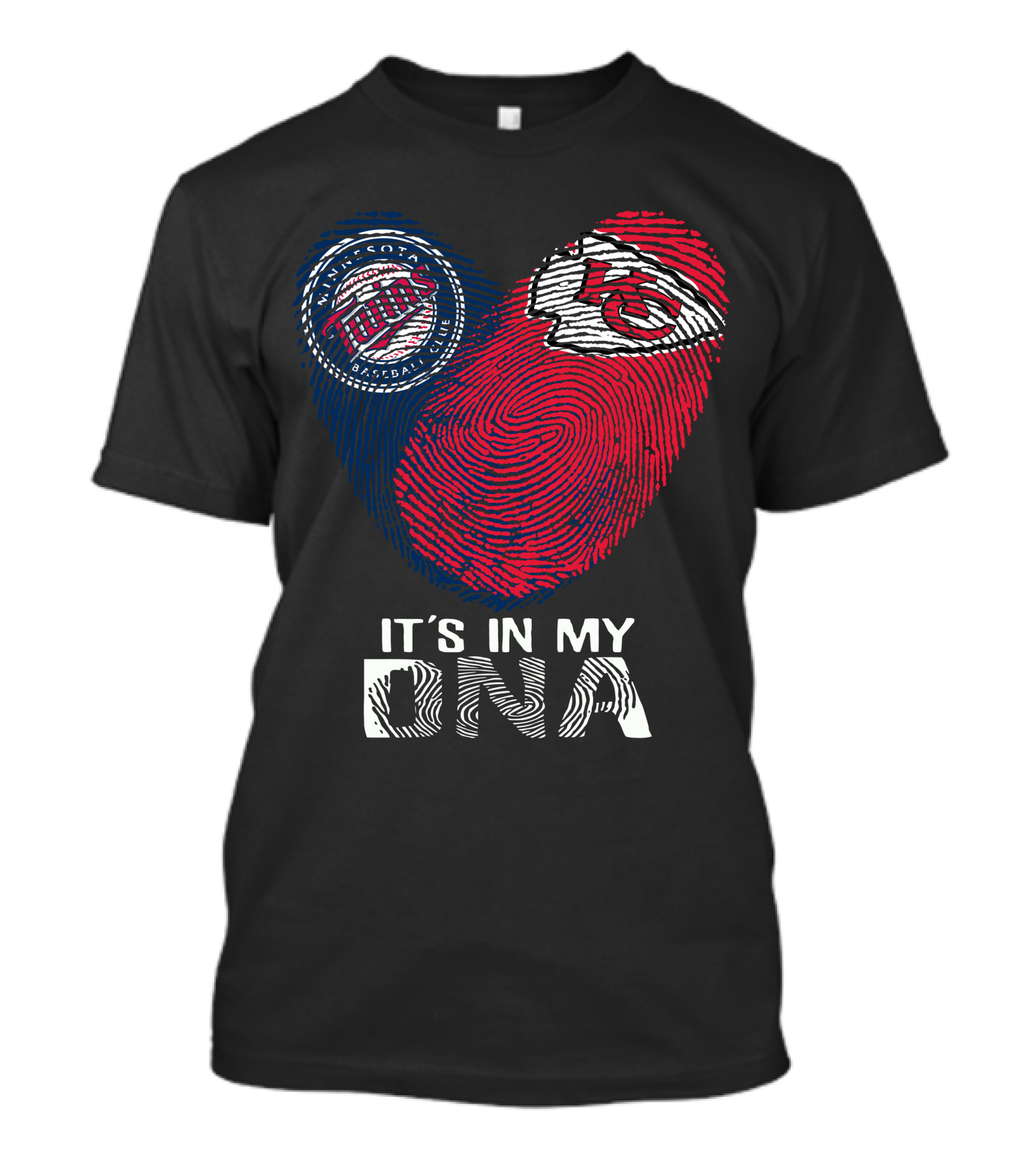 Minnesota Twins Kansas City Chiefs It's In My DNA Fingerprint Heart T-Shirt