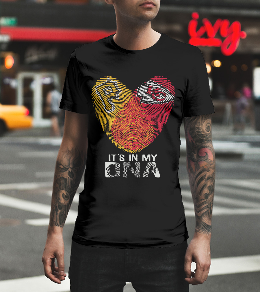 Pittsburgh Pirates Kc Chiefs It's In My Dna Fingerprint Heart T-Shirt