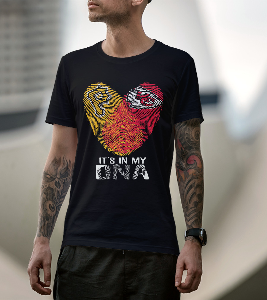Pittsburgh Pirates Kc Chiefs It's In My Dna Fingerprint Heart T-Shirt
