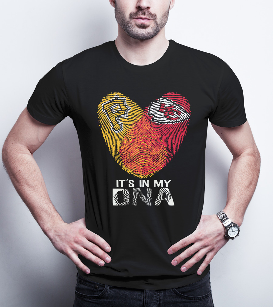 Pittsburgh Pirates Kc Chiefs It's In My Dna Fingerprint Heart T-Shirt