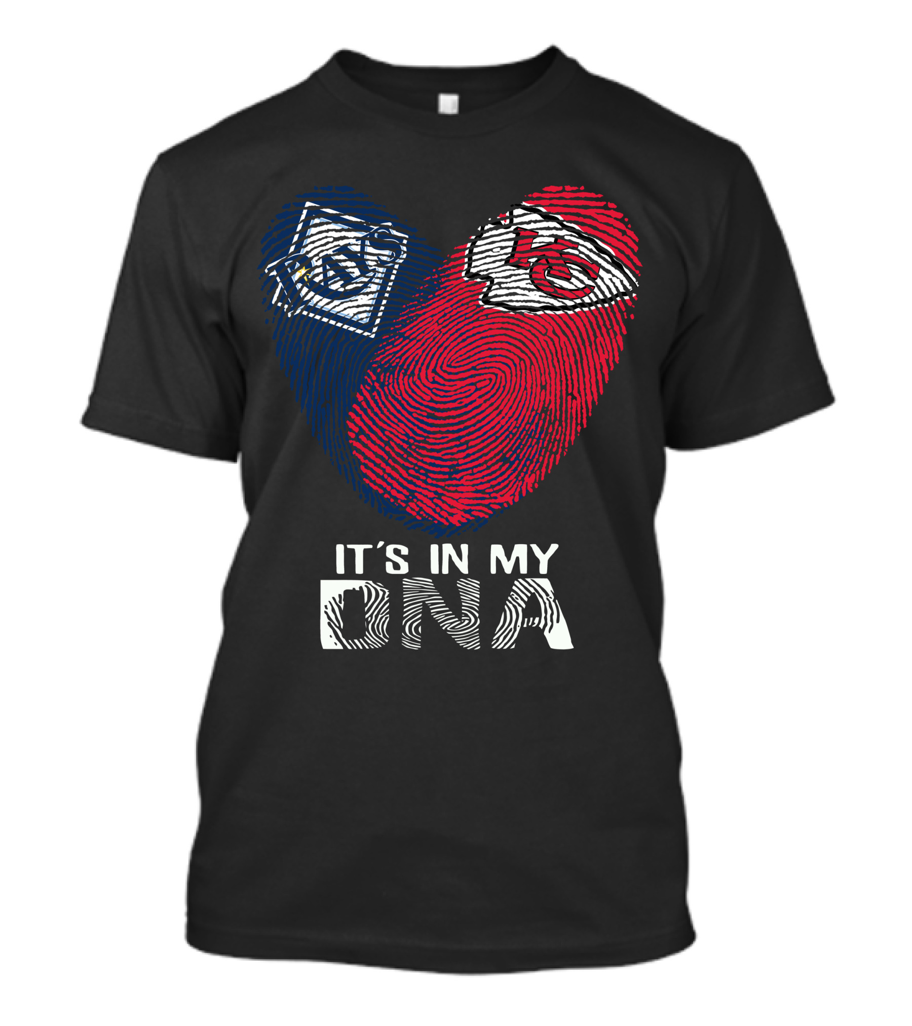Tampa Bay Rays Chiefs Fingerprint Heart It's In My DNA T-Shirt
