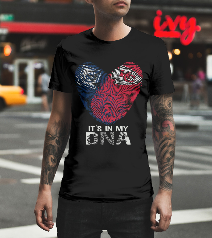 Tampa Bay Rays Chiefs Fingerprint Heart It's In My DNA T-Shirt
