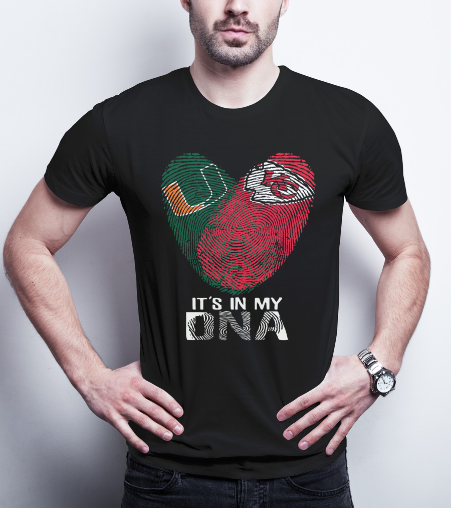 Miami Hurricanes Kansas City Chiefs It's In My Dna Fingerprint T-Shirt