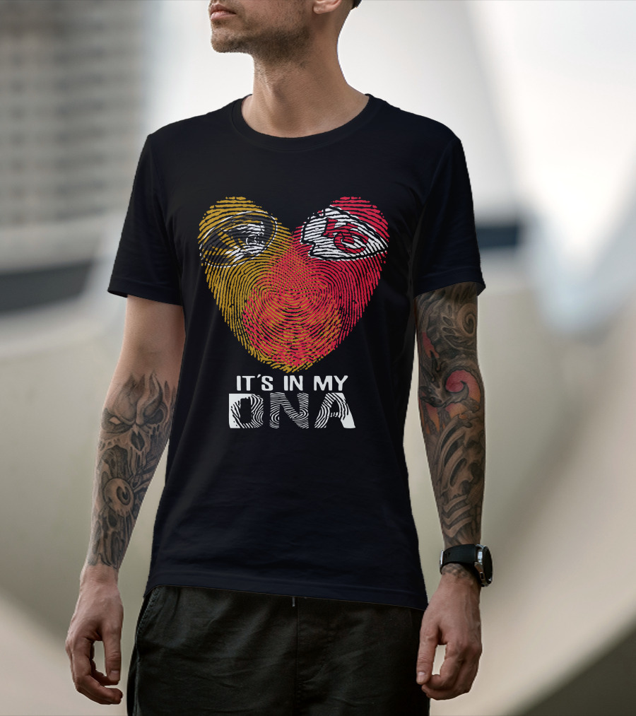 It's In My Dna Missouri Tigers Chiefs Fingerprint Heart T-Shirt