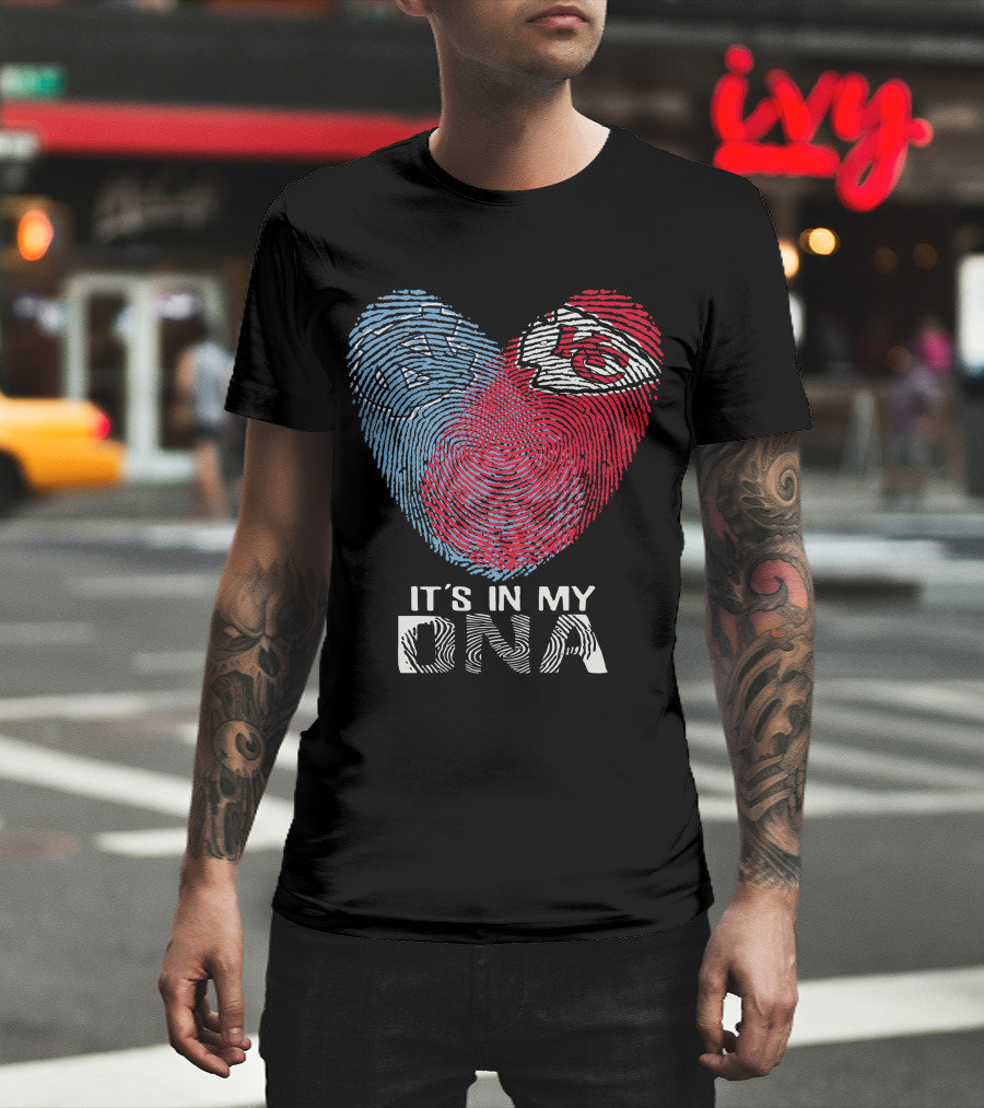 North Carolina Tar Heels Kansas City Chiefs It's In My Dna Fingerprint Heart T-Shirt