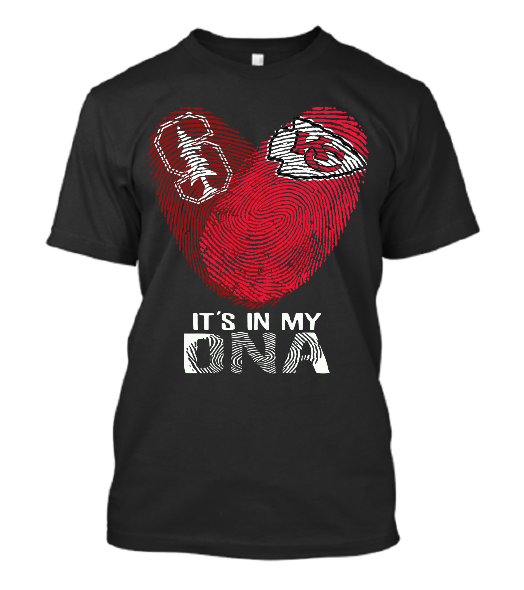 Stanford Cardinal And Chiefs It's In My Dna Fingerprint Heart T-Shirt