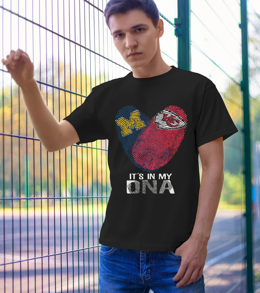 Wolverines Chiefs It's In My DNA Fingerprint Heart T-Shirt