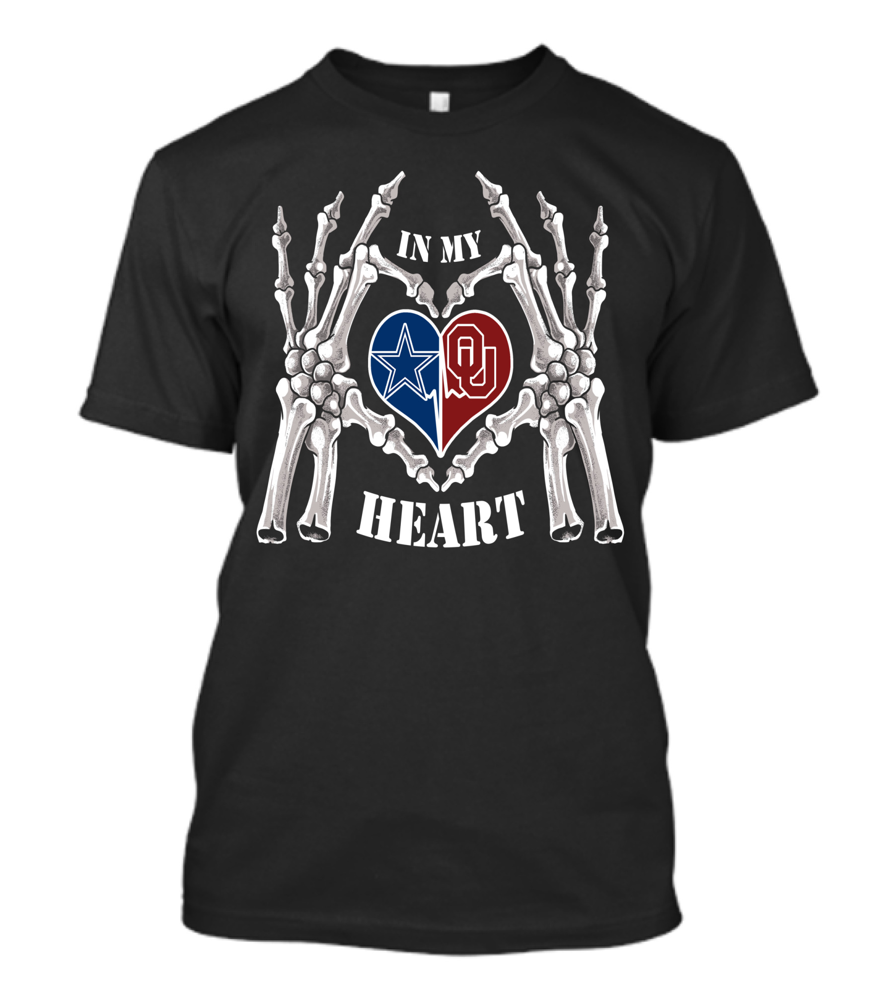 In My Heart Dallas Cowboys Oklahoma Sooners Skeleton Hands T-Shirt