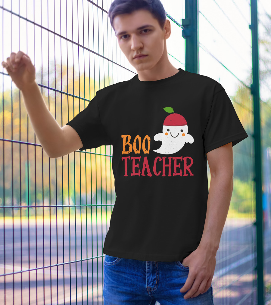 Boo Teacher Ghost Pirate Themed Funny Halloween Costume Teacher T-Shirt