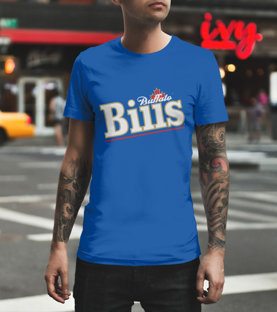 Buffalo Bills Logo With Red Maple Leaf T-Shirt