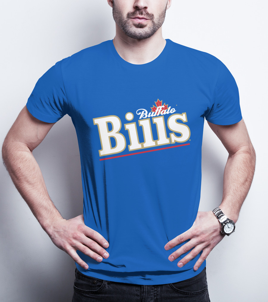 Buffalo Bills Logo With Red Maple Leaf T-Shirt