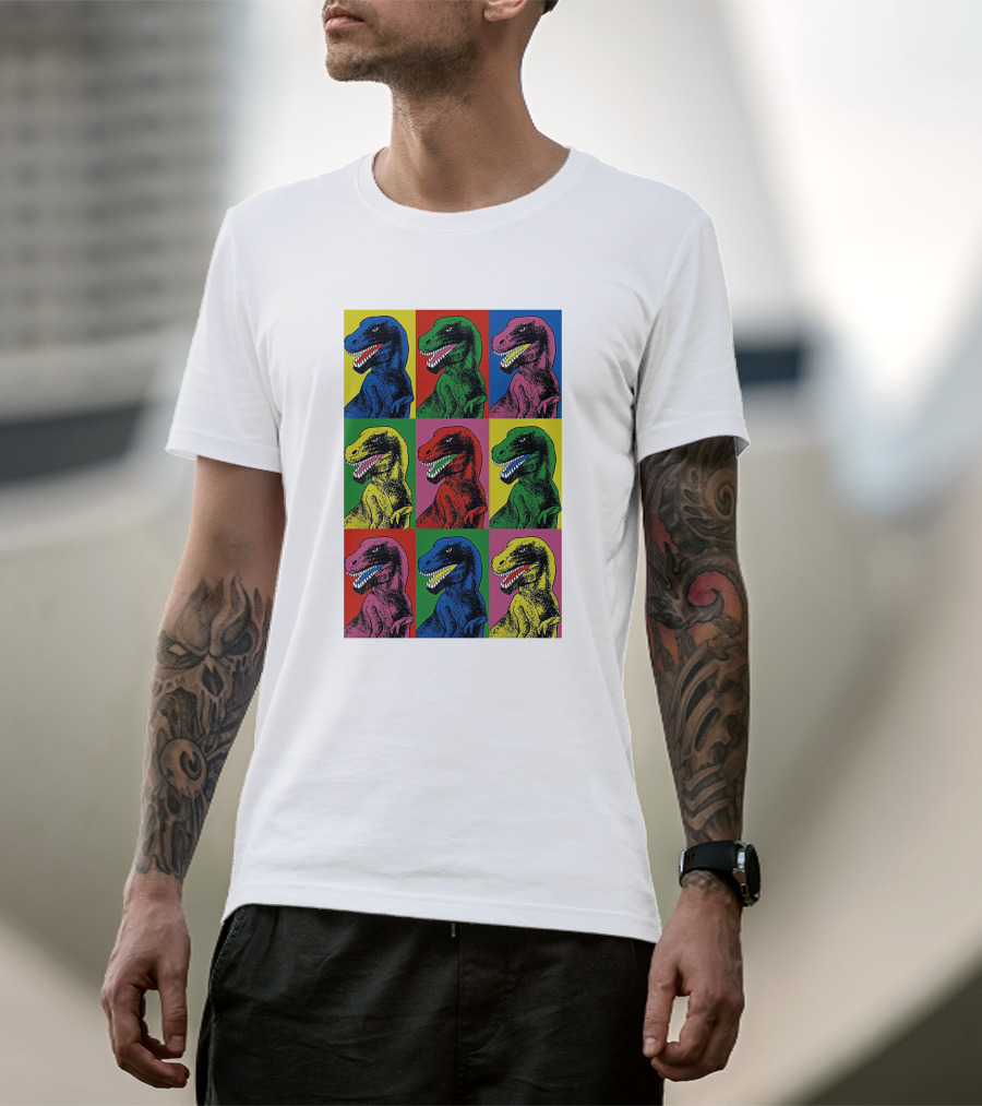 Pop Art T-Rex Jurassic Park Steven Spielberg Colorful Dinosaur T-Shirt