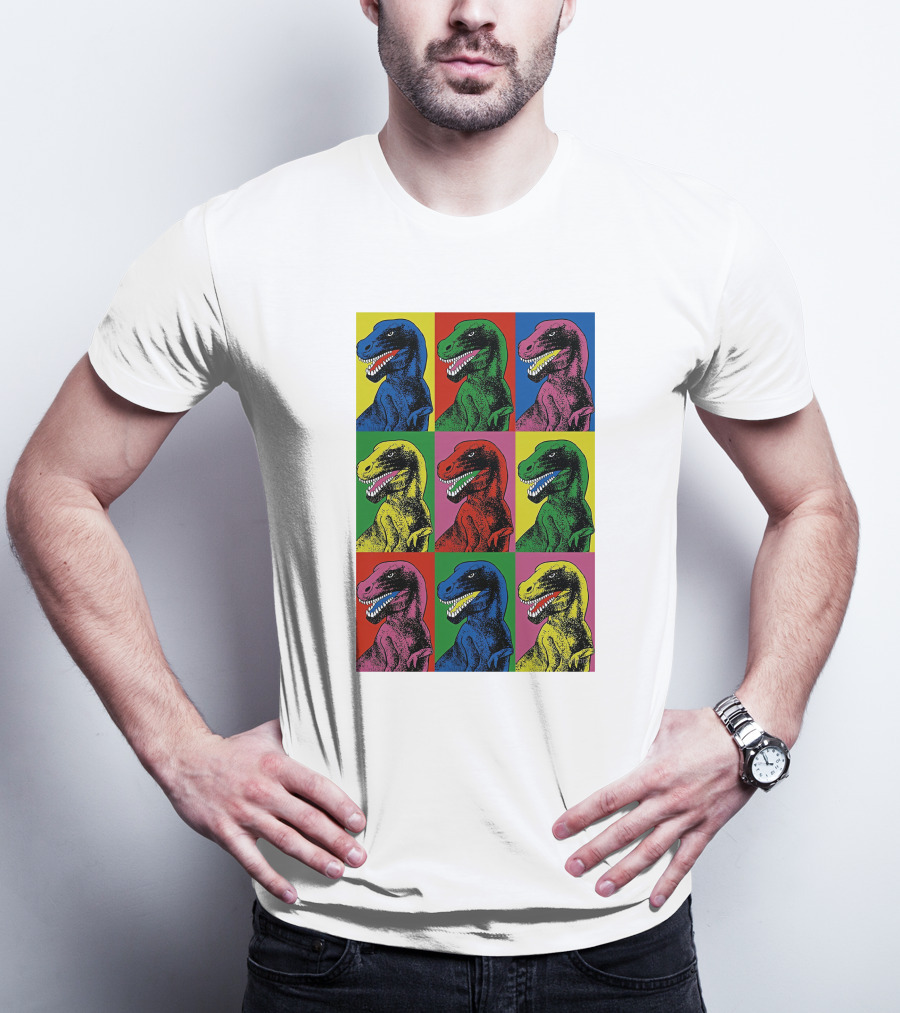 Pop Art T-Rex Jurassic Park Steven Spielberg Colorful Dinosaur T-Shirt