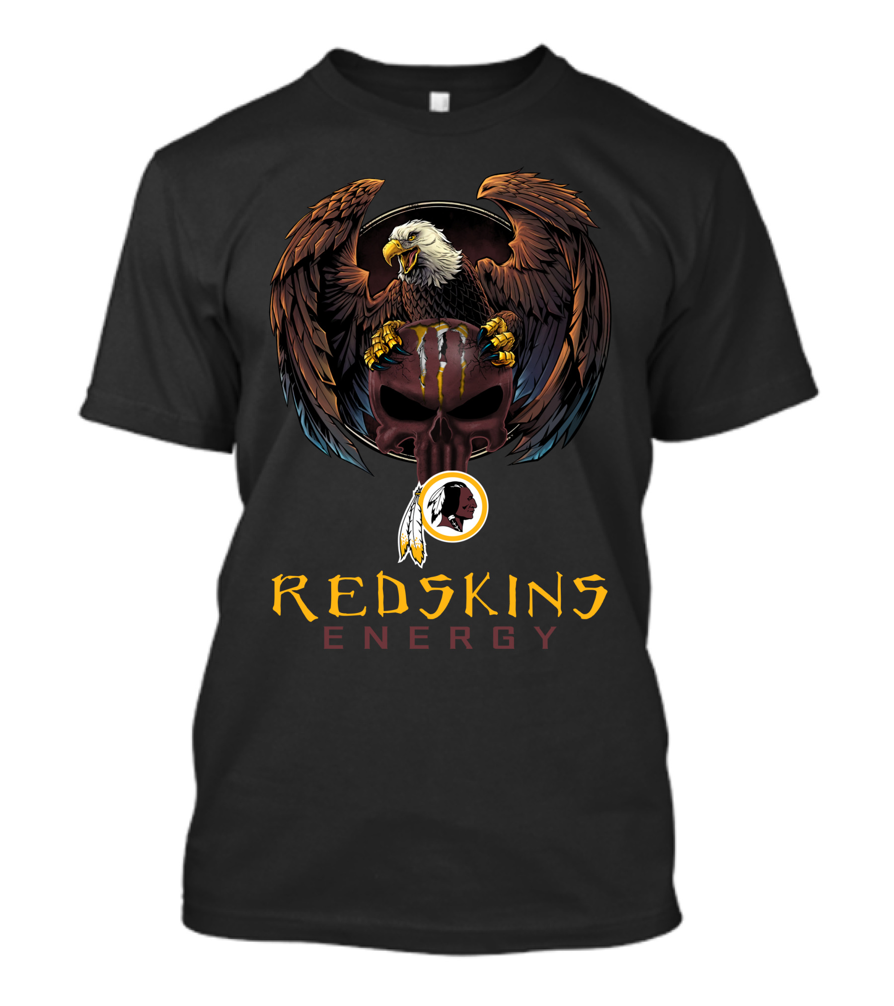 Redskins Energy Bald Eagle Monster Skull Logo Washington Redskins T-Shirt