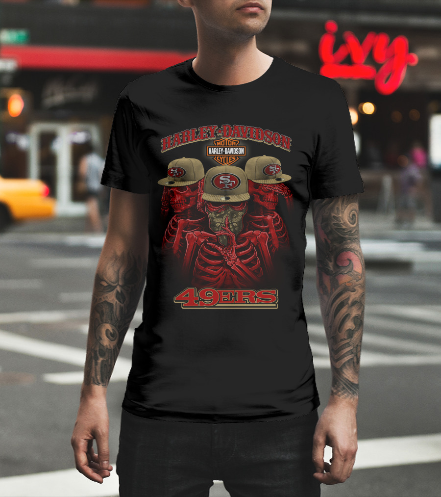 Harley Davidson 49ers Motorcycles Sf Skull T-Shirt