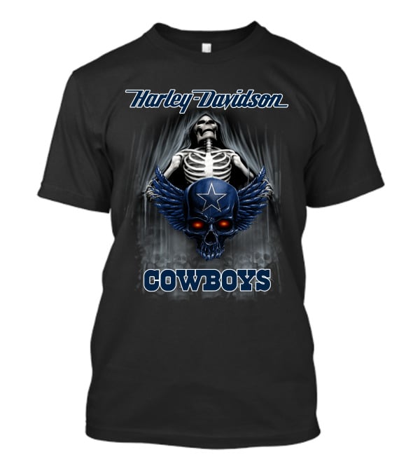 Harley Davidson Skeleton Skull Star Cowboys T-Shirt