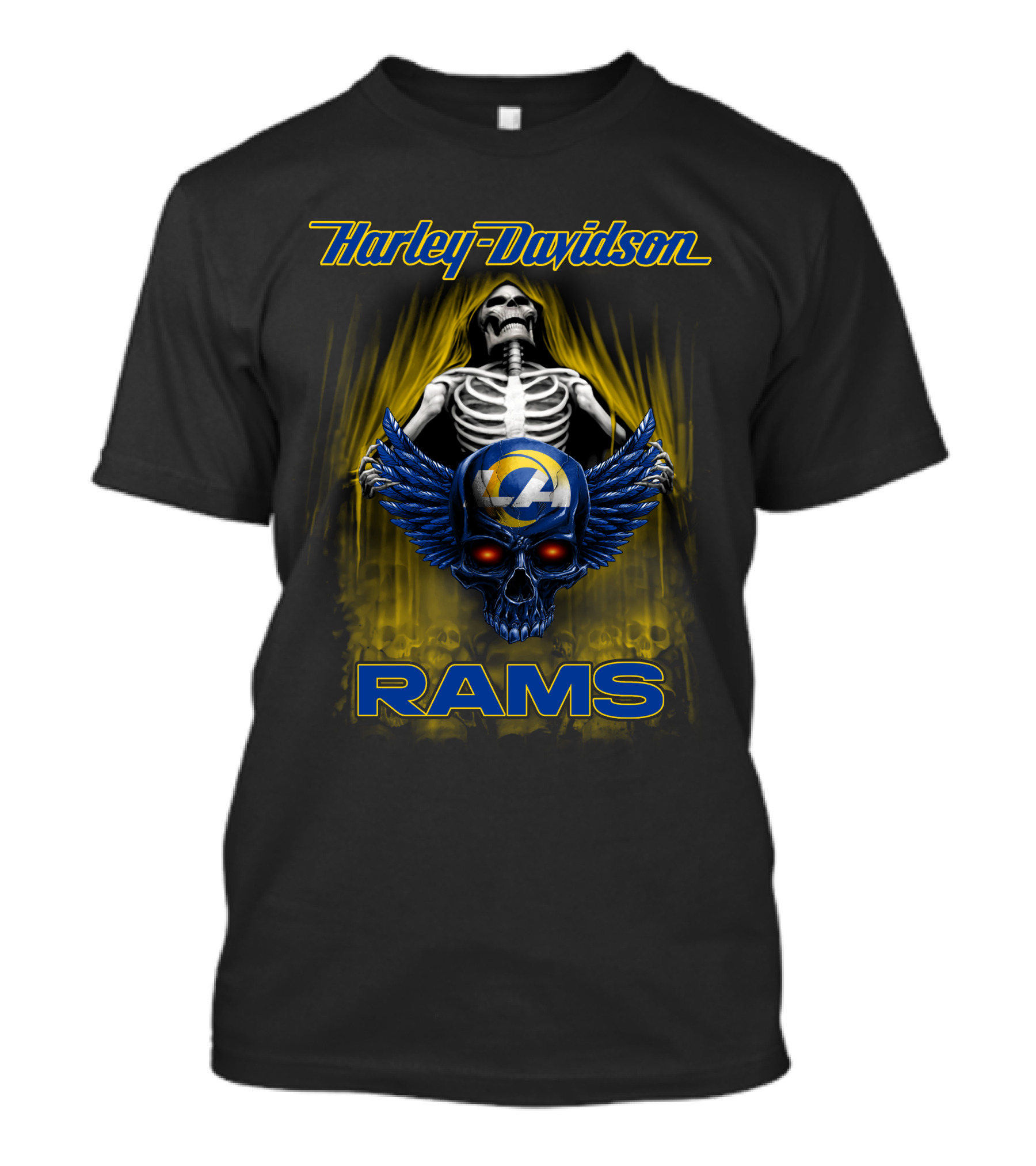 Harley Davidson Skeleton Skull Los Angeles Rams T-Shirt