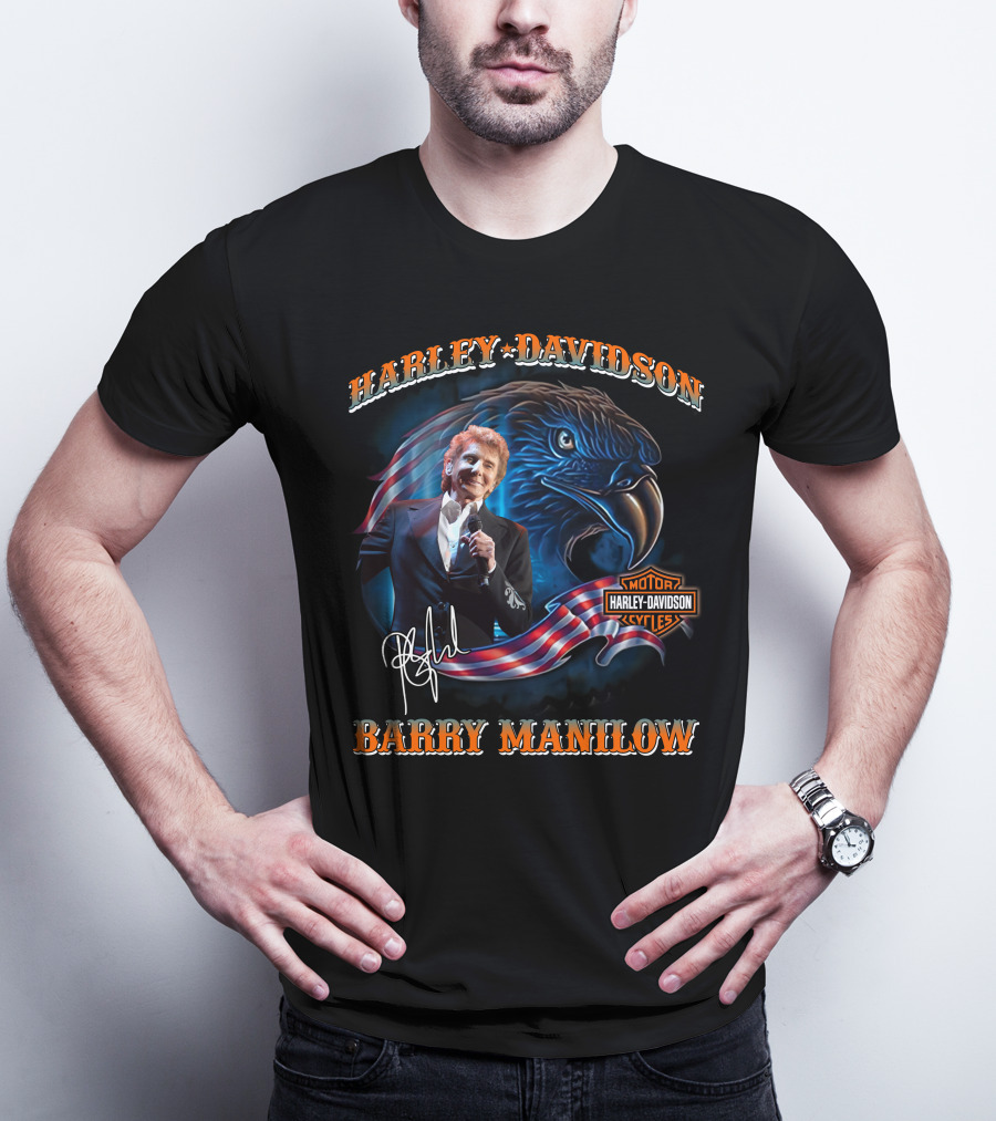 Harley Davidson Barry Manilow Eagle And Flag T-Shirt