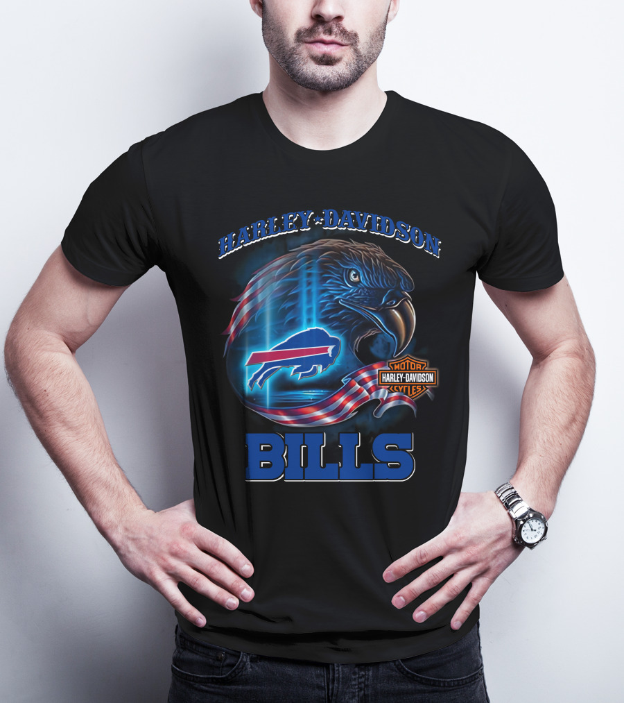 Harley Davidson Buffalo Bills Eagle Motor Cycles T-Shirt