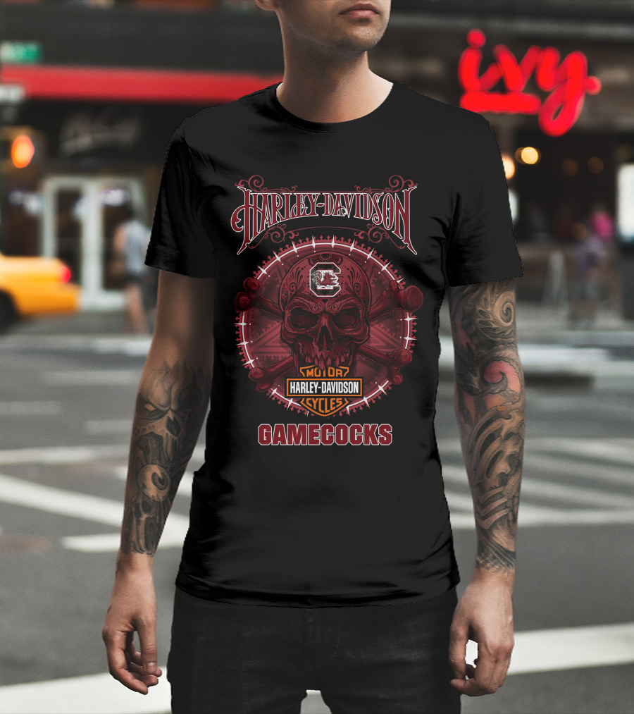 Harley Davidson South Carolina Gamecocks Skull T-Shirt